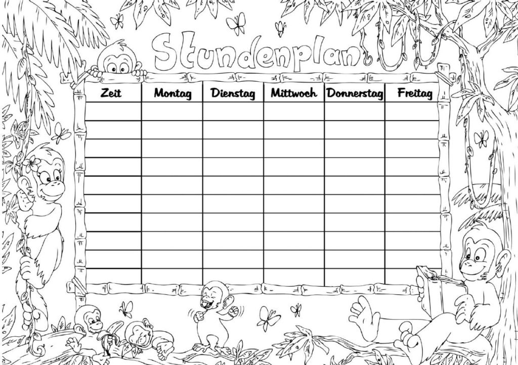 Stundenplan Affen – Zaubereinmaleins Shop