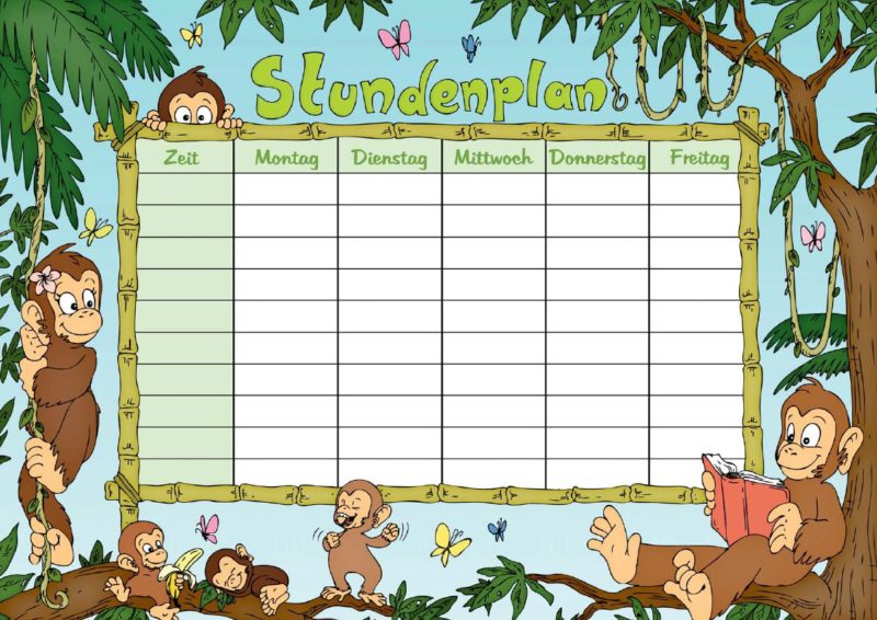 Stundenplan Affen – Zaubereinmaleins Shop