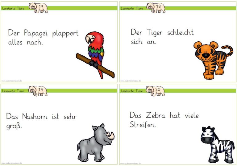 Lesekarten Tiere – Zaubereinmaleins Shop