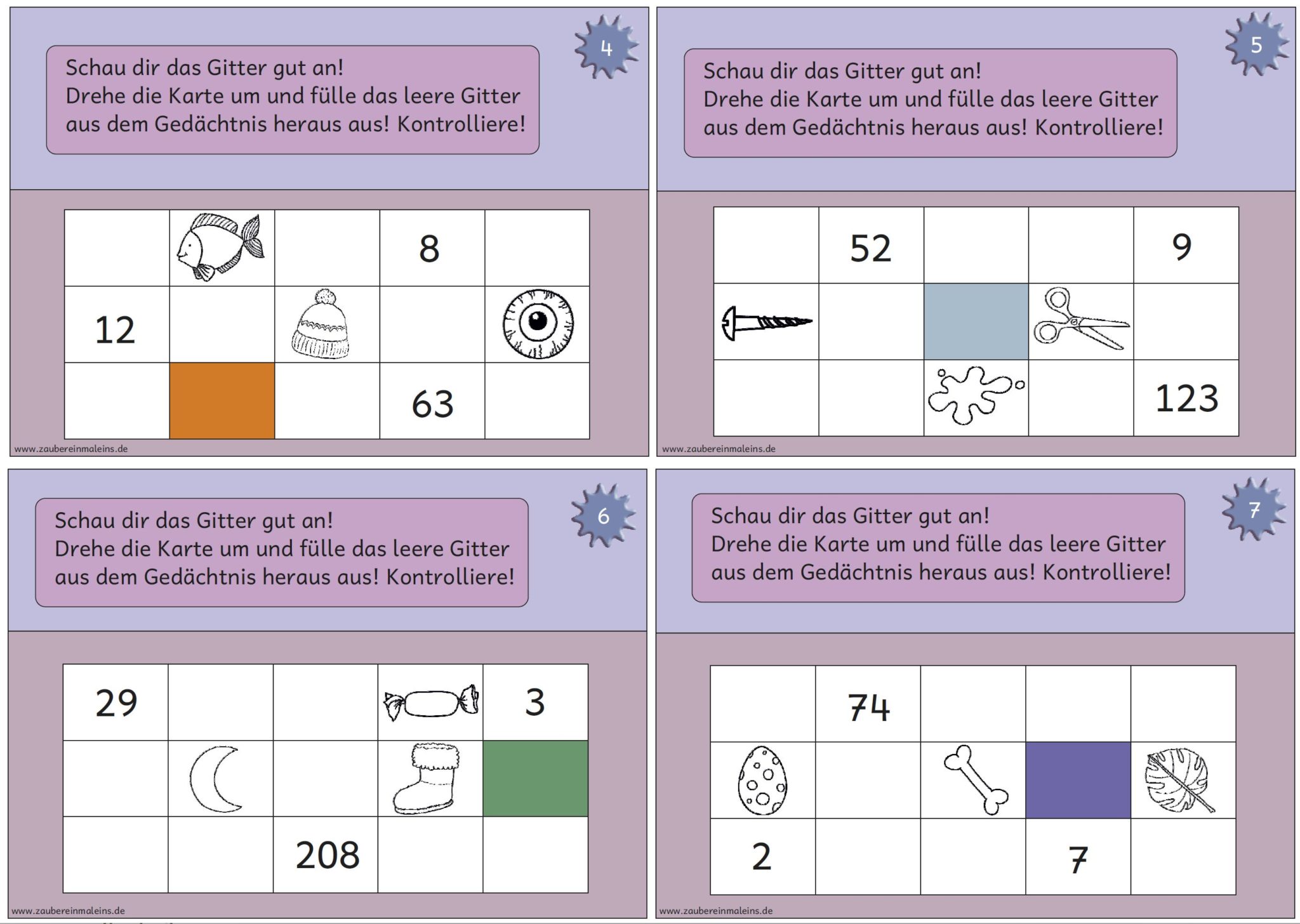 Minimerktraining im Gitter – Zaubereinmaleins Shop