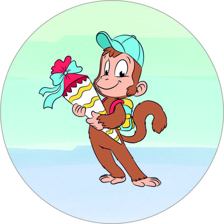 Buttonvorlage: Einschulung Affe – Zaubereinmaleins Shop