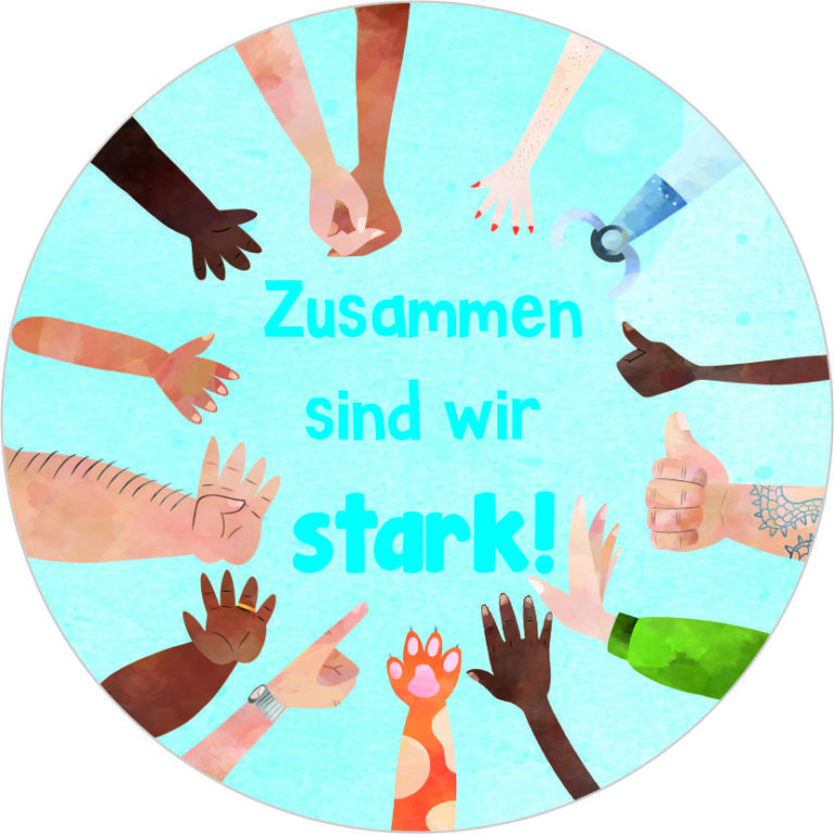 Buttonvorlage: Zusammen sind wir stark! – Zaubereinmaleins Shop