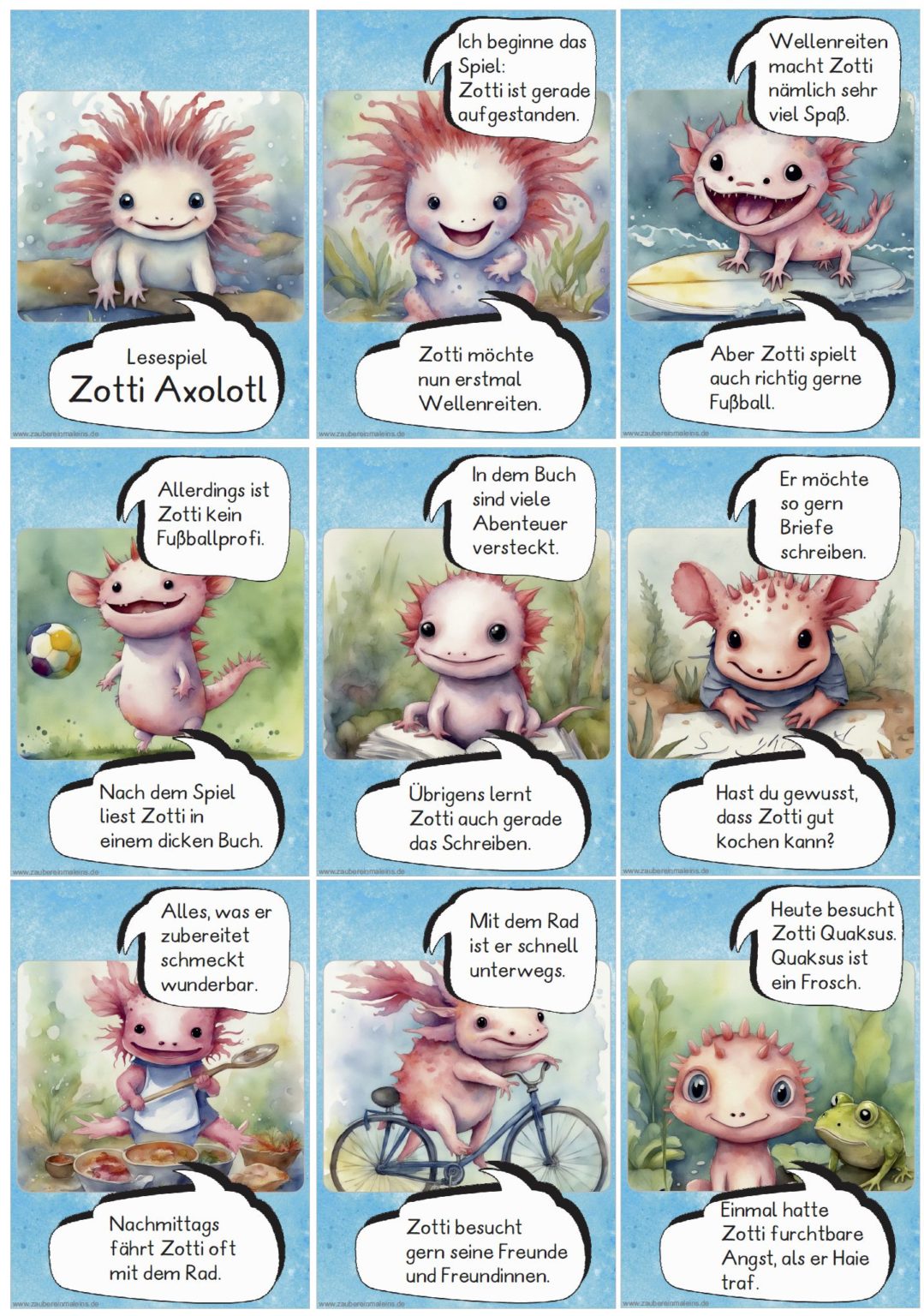Lesespiel: Zotti Axolotl – Zaubereinmaleins Shop